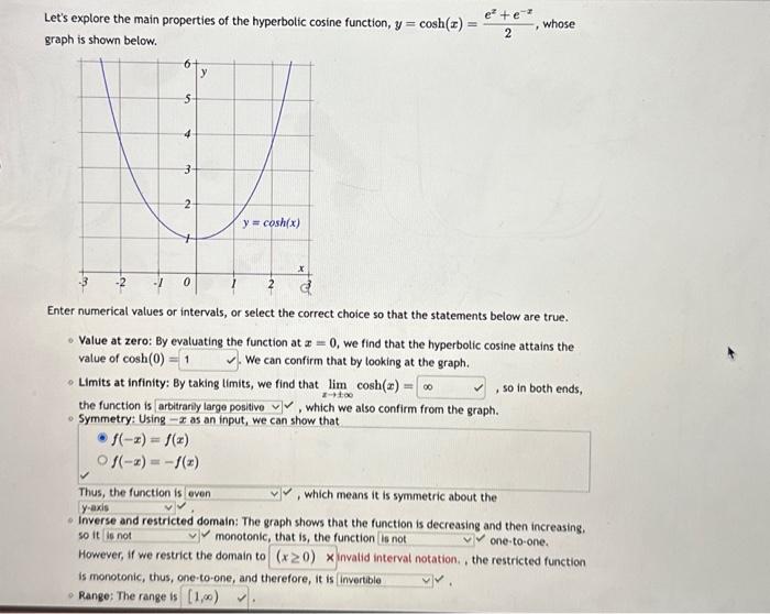 Solved Let's explore the main properties of the hyperbolic | Chegg.com