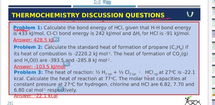 Solved THERMOCHEMISTRY DISCUSSION QUESTIONS Problem 1: | Chegg.com