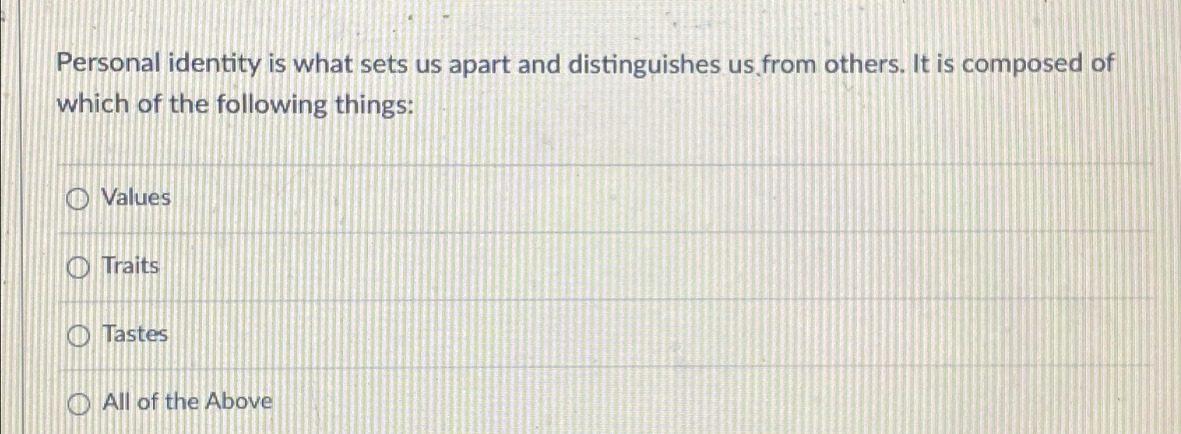 Solved Personal identity is what sets us apart and | Chegg.com