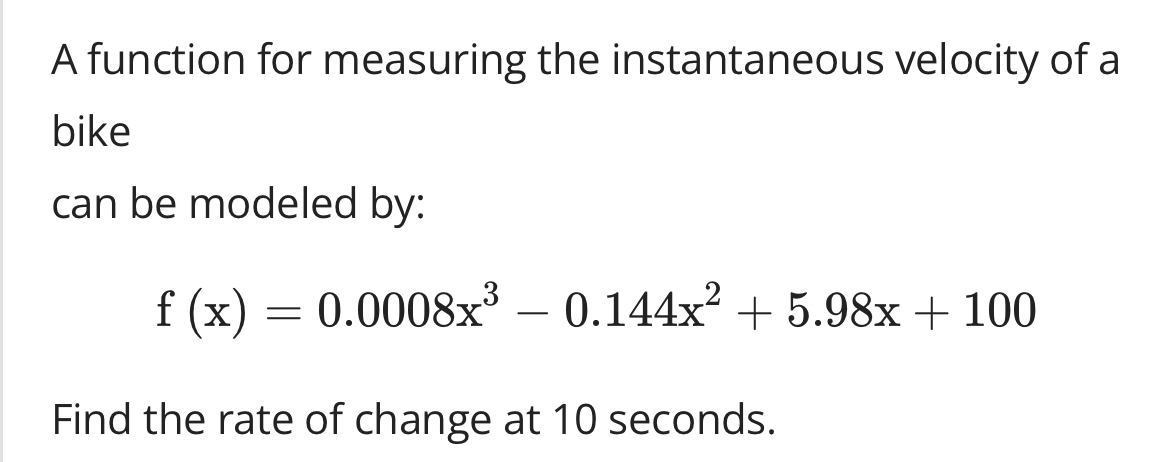 Solved A function for measuring the instantaneous velocity | Chegg.com