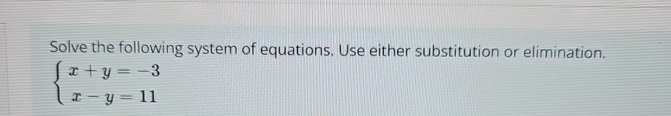 Solved Solve the following system of equations. Use either | Chegg.com