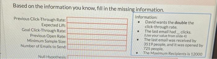 Based on the information you know, fill in the | Chegg.com