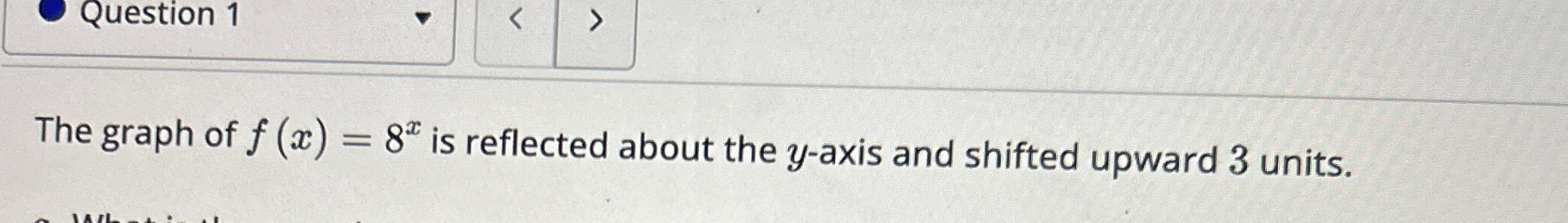 Solved The graph of f(x)=8x ﻿is reflected about the y-axis | Chegg.com
