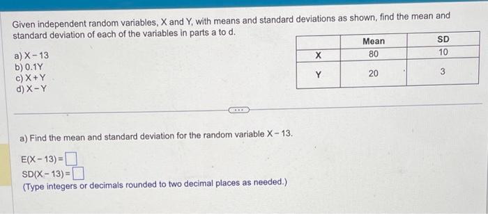 Solved Given independent random variables, X and Y, with | Chegg.com