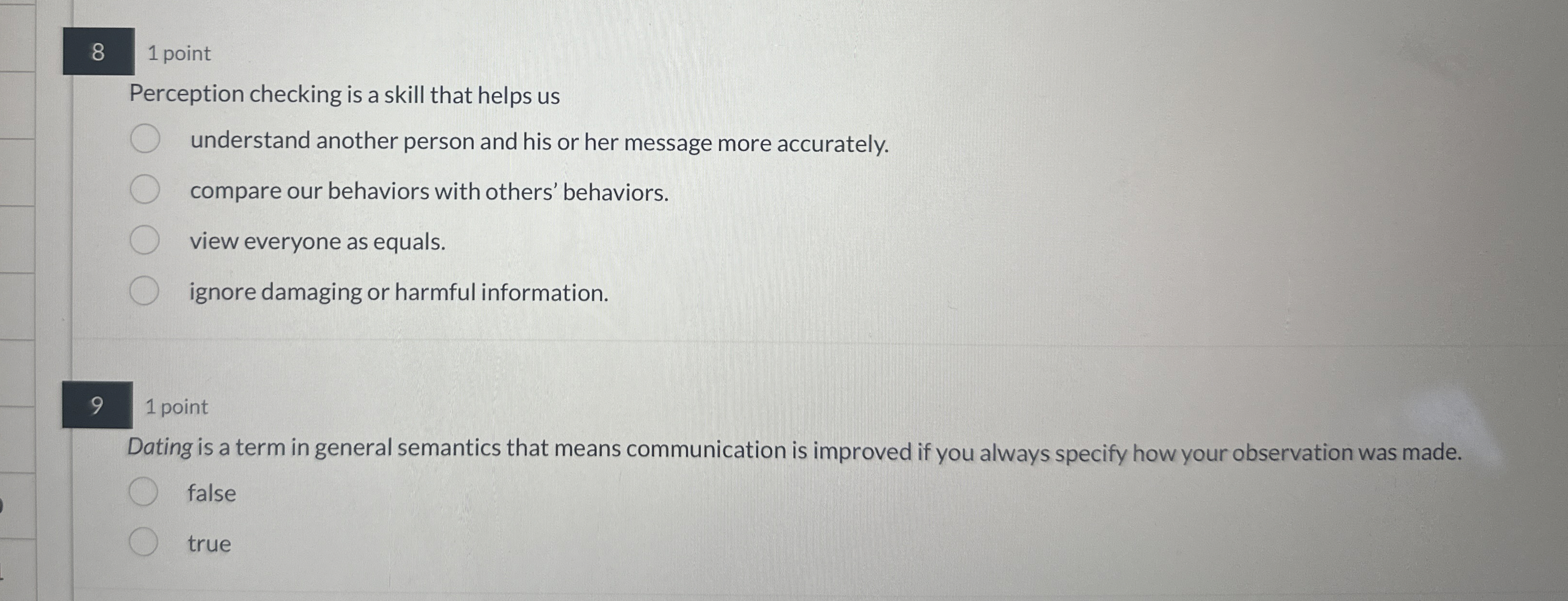 Solved 81 ﻿pointPerception checking is a skill that helps | Chegg.com