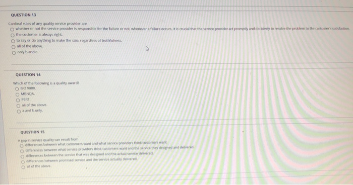 Solved QUESTION 13 Cardinal rules of any quality service | Chegg.com