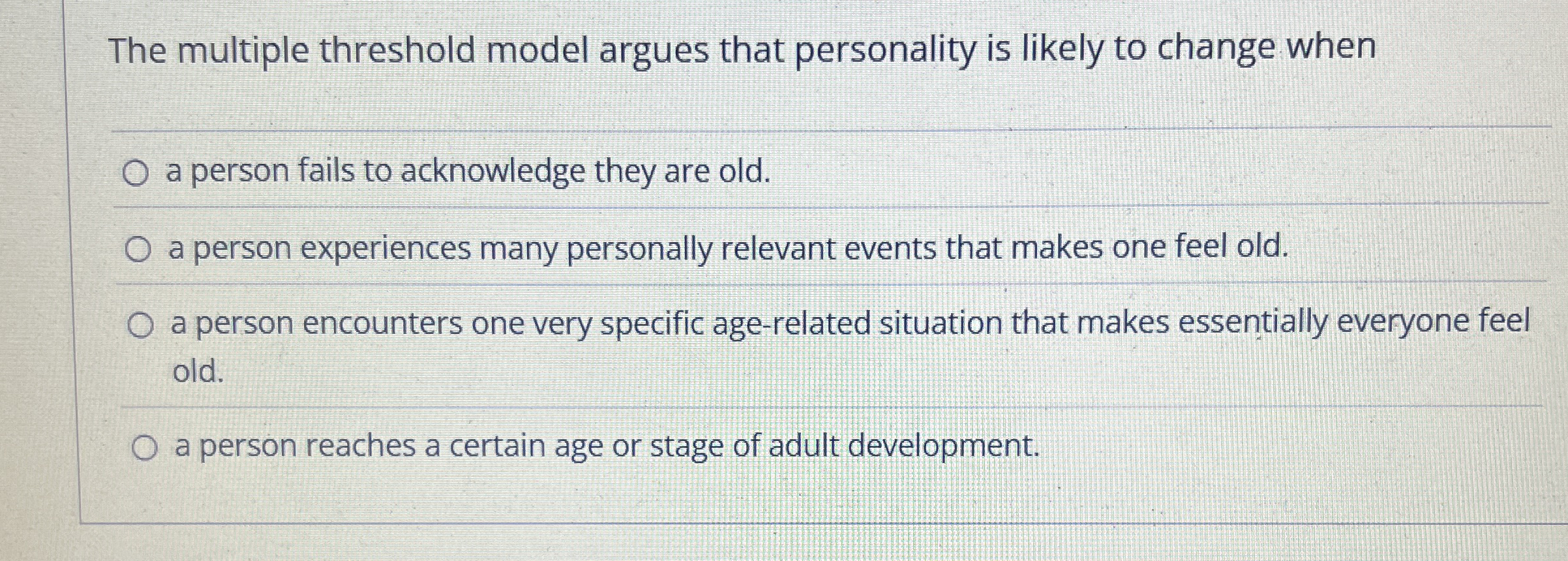 Solved The multiple threshold model argues that personality | Chegg.com