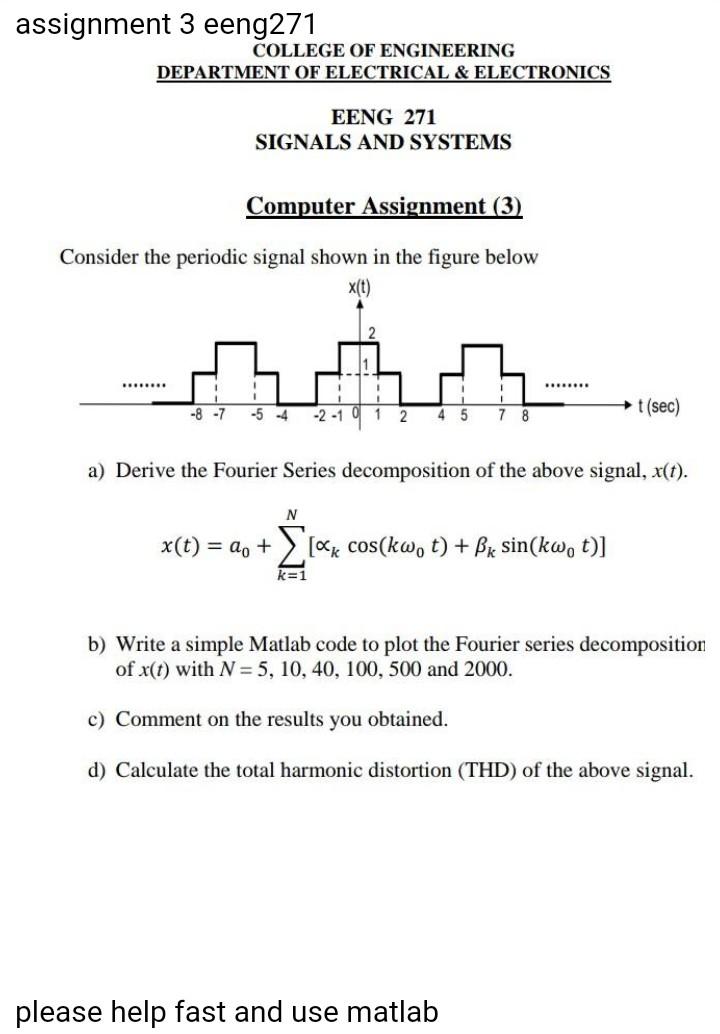Solved assignment 3 eeng271 COLLEGE OF ENGINEERING | Chegg.com