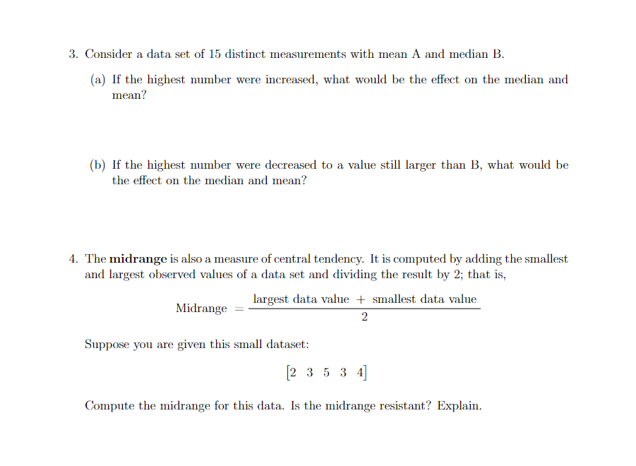 Solved Consider a data set of 15 ﻿distinct measurements with | Chegg.com