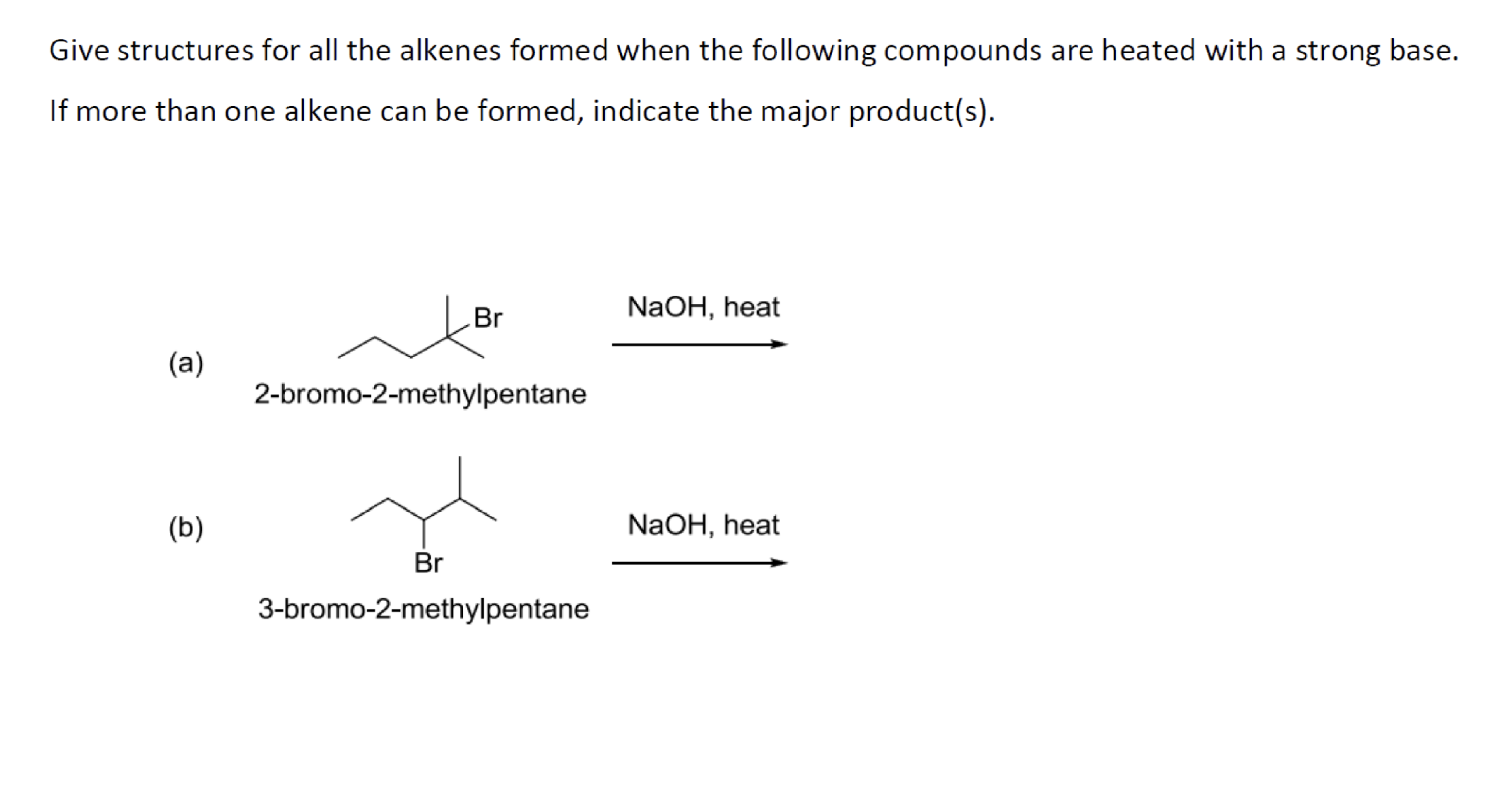 Solved Give structures for all the alkenes formed when the | Chegg.com