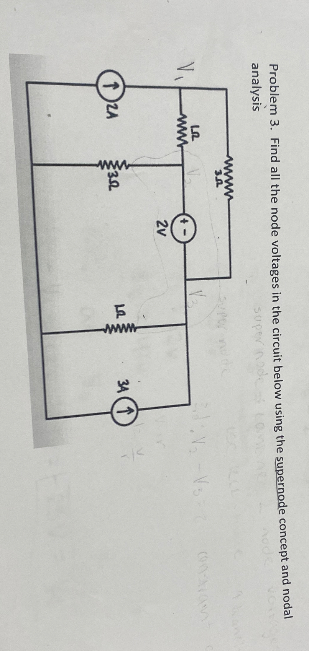 Solved Problem 3. ﻿Find all the node voltages in the circuit | Chegg.com