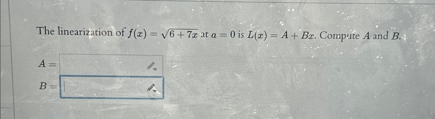 Solved The linearization of f(x)=6+7x2 ﻿at a=0 ﻿is | Chegg.com