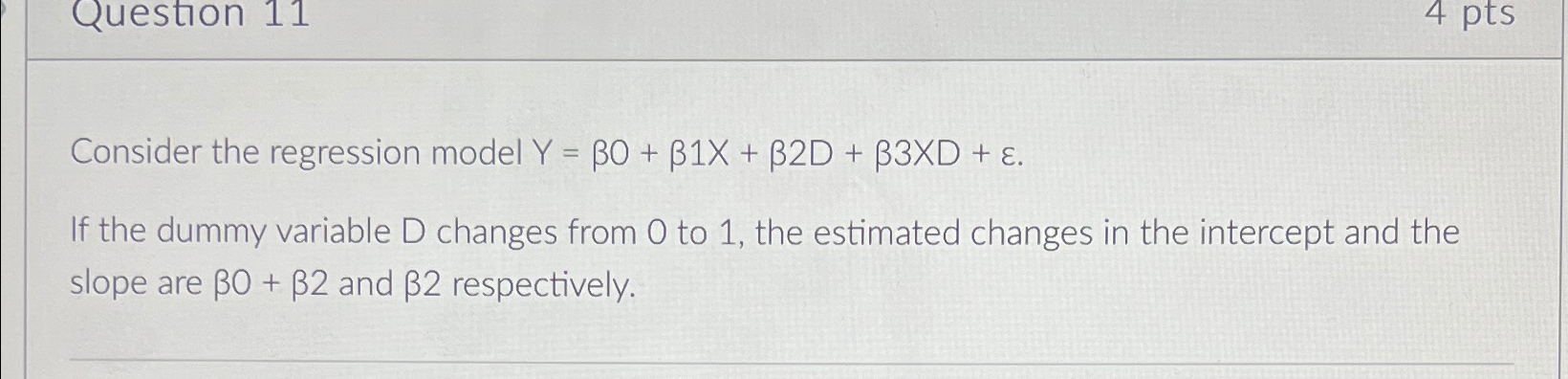 Solved Question 114 ﻿ptsConsider the regression model | Chegg.com