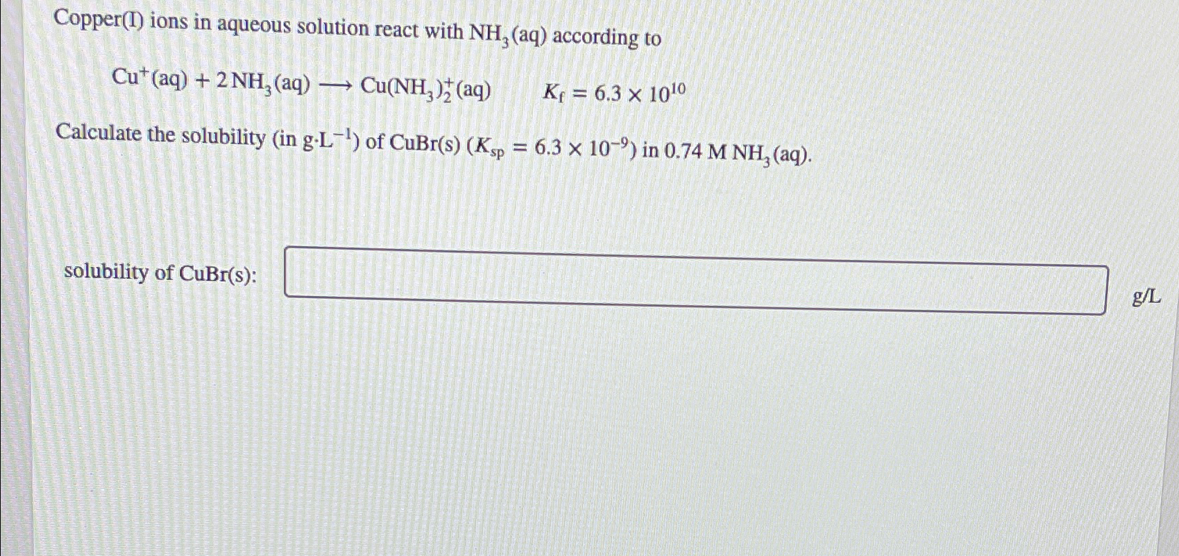 Solved Copper(I) ﻿ions in aqueous solution react with | Chegg.com