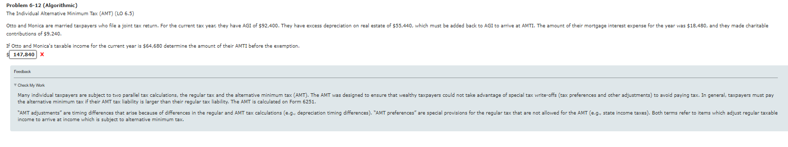 Solved Problem 6-12 (Algorithmic)The Individual Alternative | Chegg.com