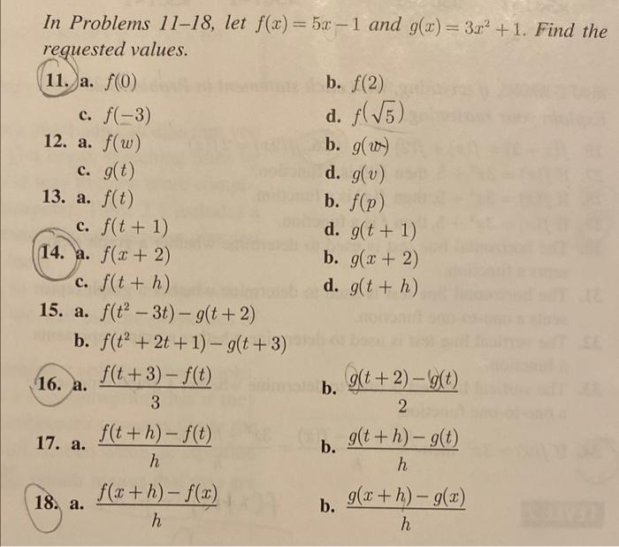 Solved In Problems 11-18, let f(x)=5x−1 and g(x)=3x2+1. Find | Chegg.com Solved In Problems 11-18, let f(x)=5x−1 and g(x)=3x2+1. Find | Chegg.com