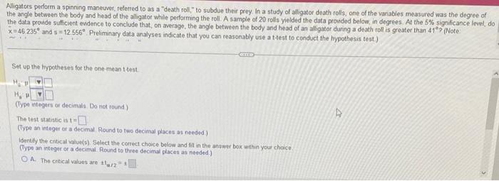 Solved Alligators perform a spinning maneuver, referred to | Chegg.com