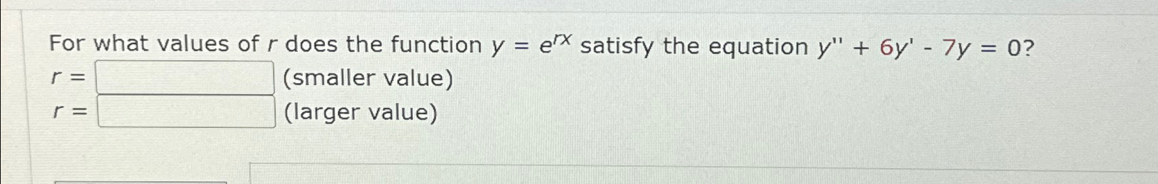 Solved For what values of r ﻿does the function y=erx | Chegg.com