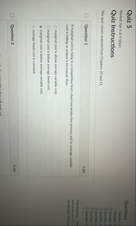 Quiz 5Started: Apr 6 ﻿at 9:50pmQuiz InstructionsThis | Chegg.com