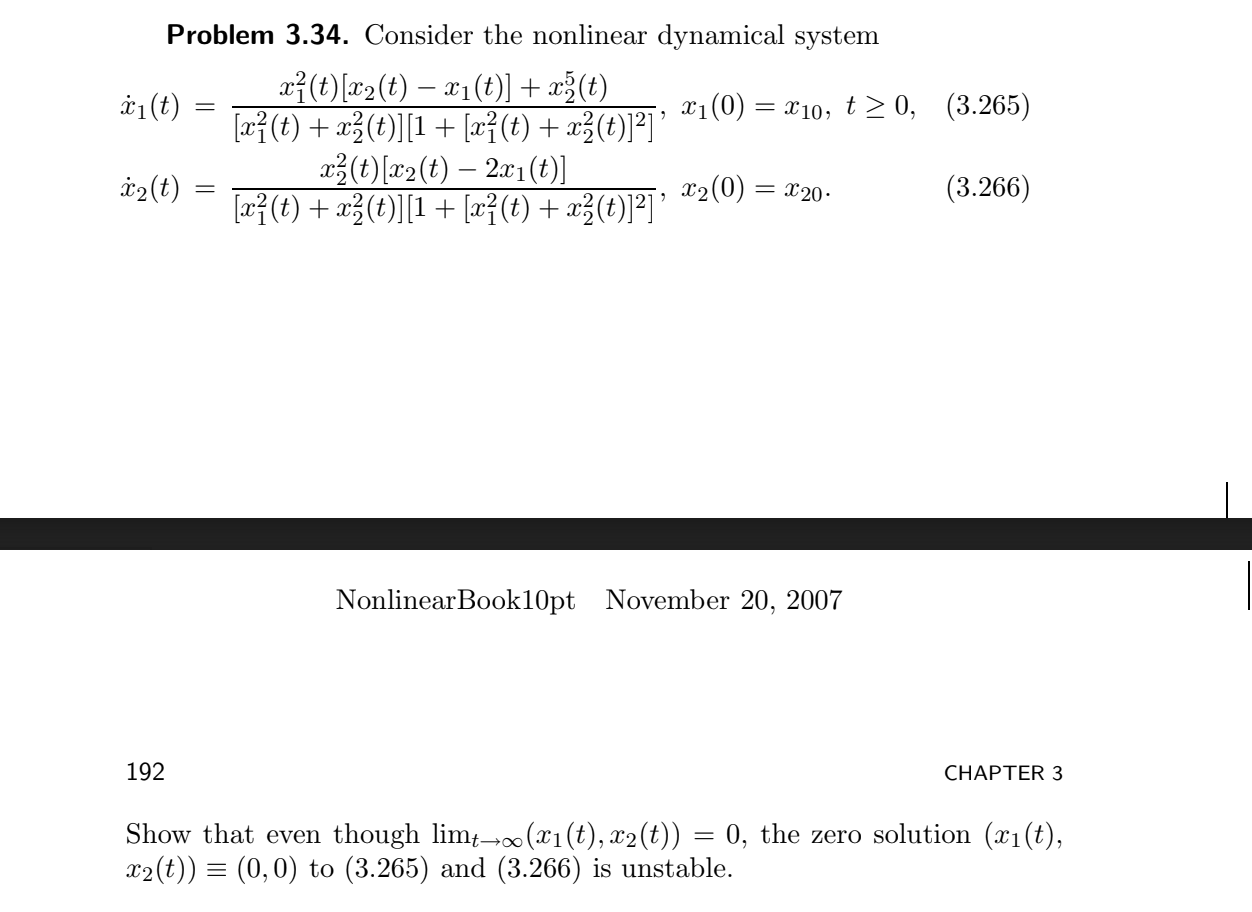 Solved Problem 3.34. ﻿Consider the nonlinear dynamical | Chegg.com