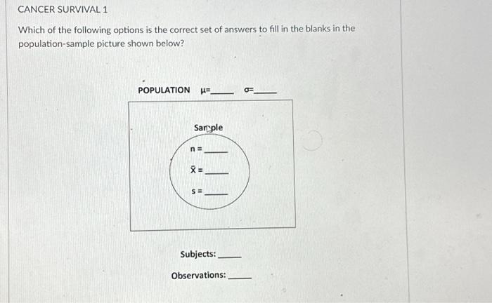 Solved CANCER SURVIVAL 1 Which of the following options is | Chegg.com