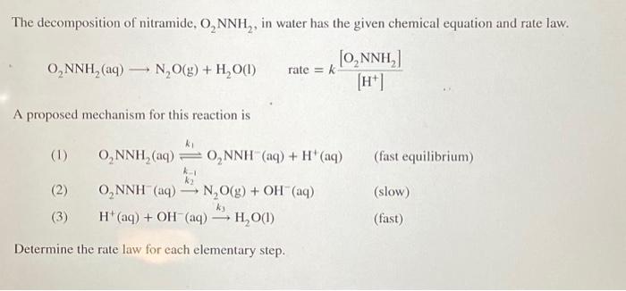 Solved The decomposition of nitramide, O₂NNH₂, in water has | Chegg.com