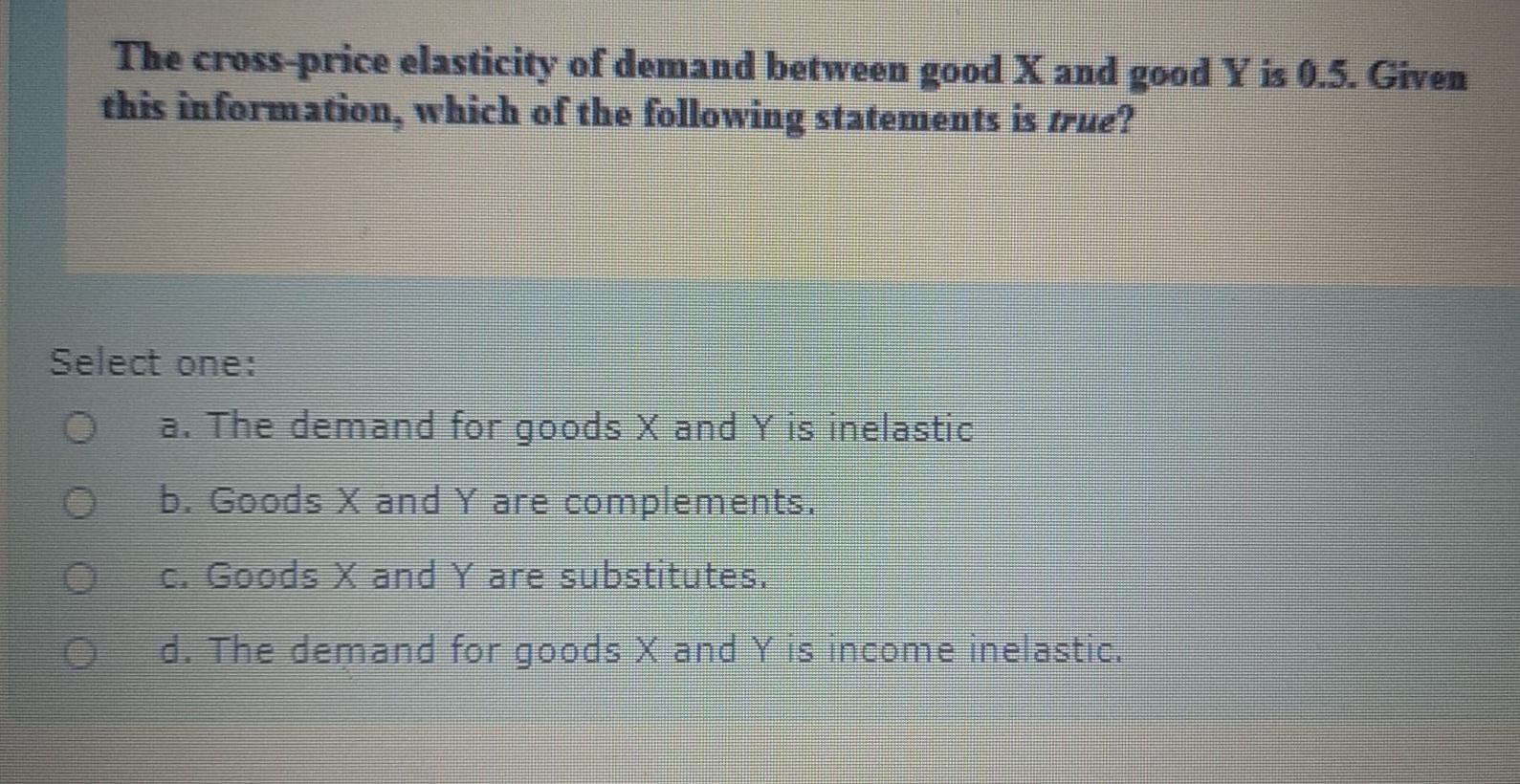 Solved The cross-price elasticity of demand between good X | Chegg.com