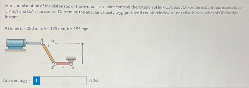 Solved Horizontal motion of the piston rod of the hydraulic | Chegg.com