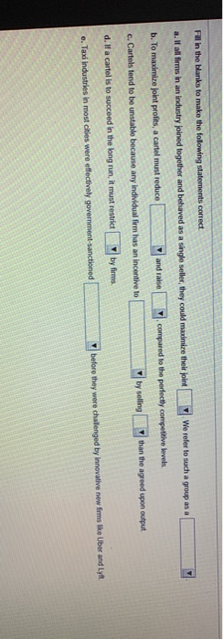 Solved Fill in the blanks to make the following statements | Chegg.com