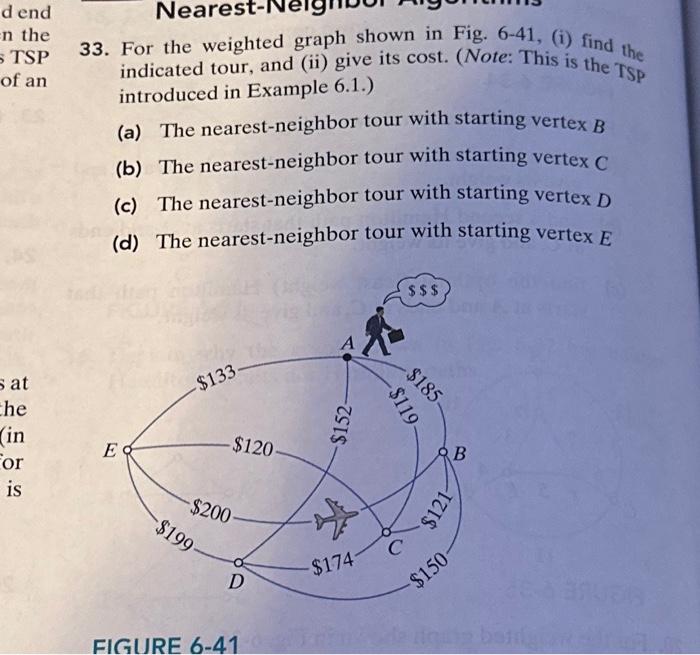 Solved 33. For the weighted graph shown in Fig. 6-41, (i) | Chegg.com