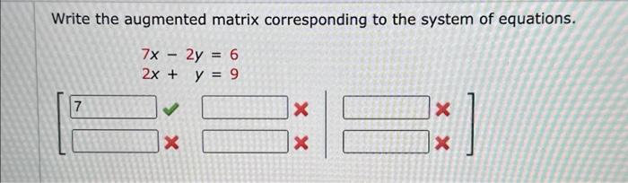 Solved Write the augmented matrix corresponding to the | Chegg.com