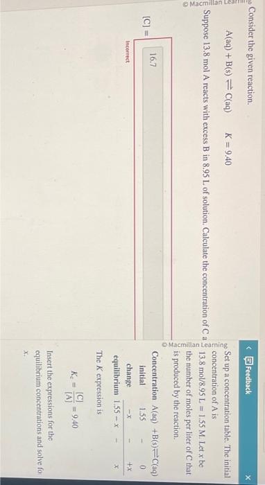 Solved Consider the given reaction. Insert the expressions | Chegg.com