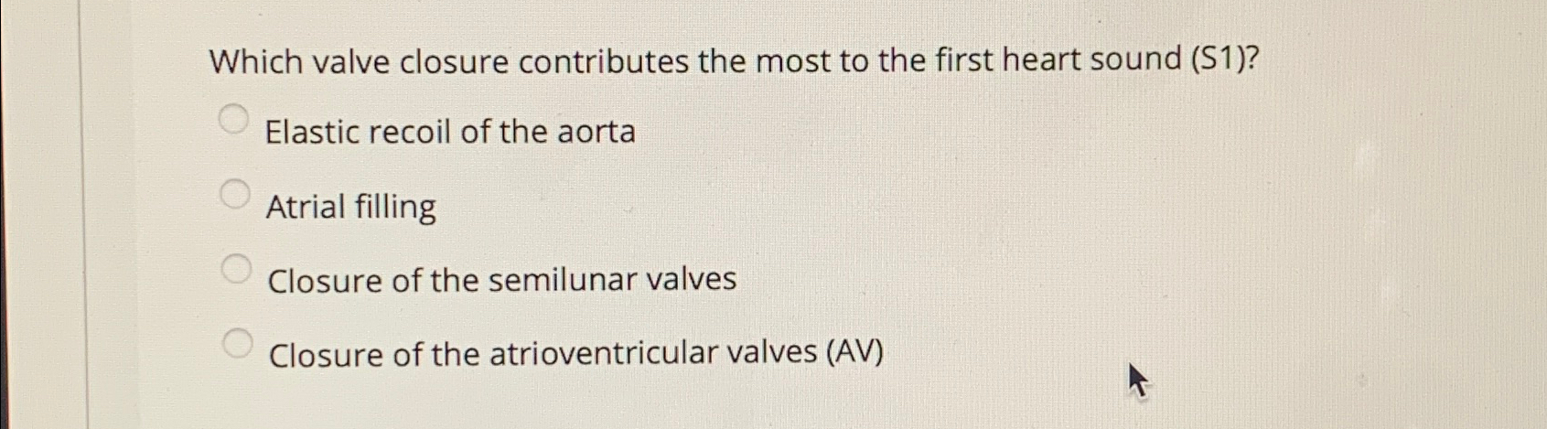 Solved Which valve closure contributes the most to the first | Chegg.com