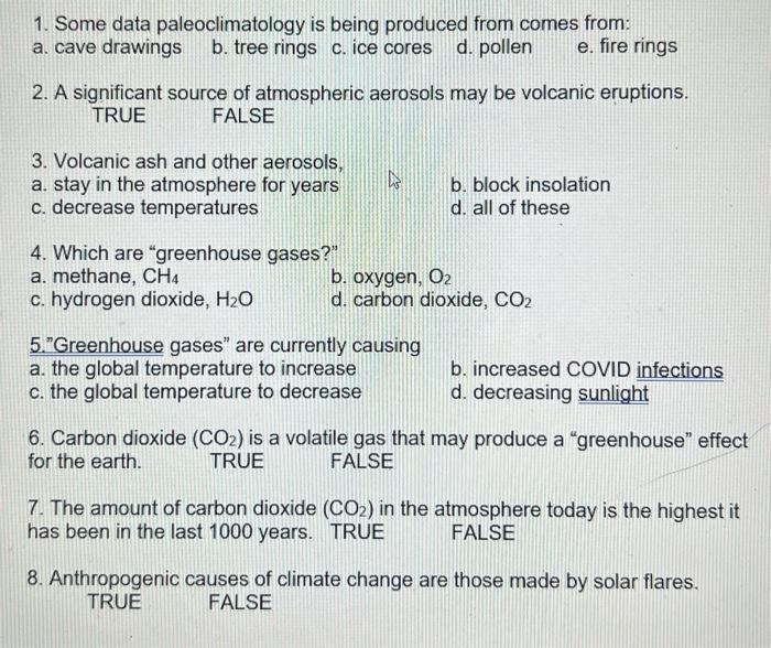 Solved 1. Some data paleoclimatology is being produced from | Chegg.com