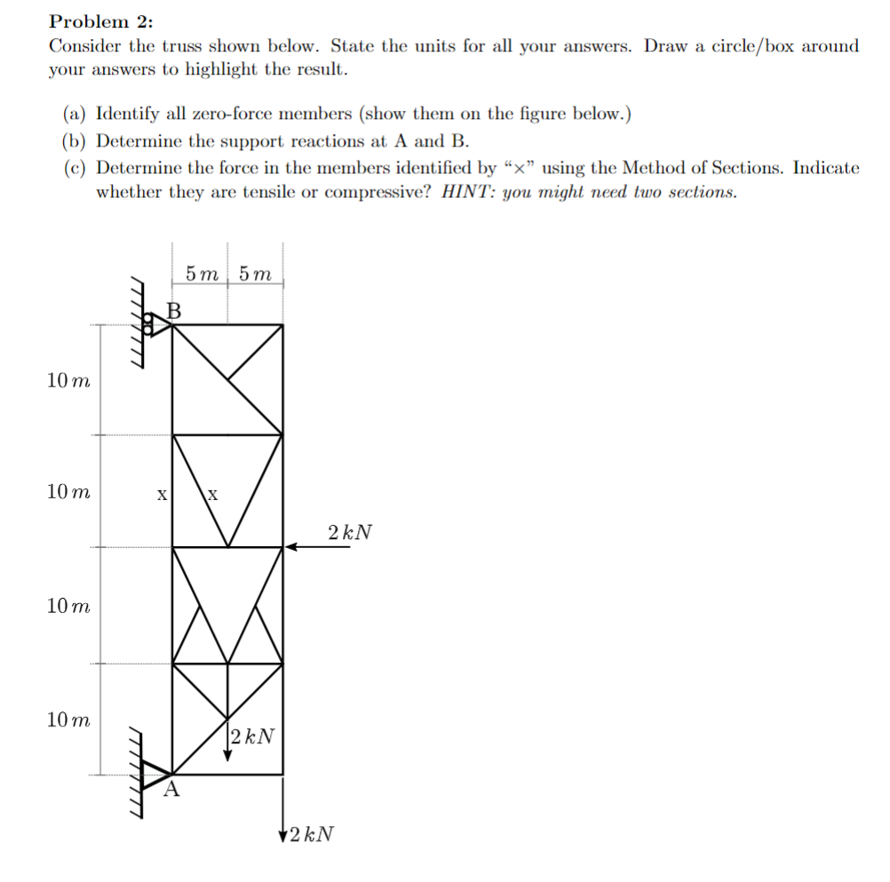 Solved Problem 2:Consider the truss shown below. State the | Chegg.com