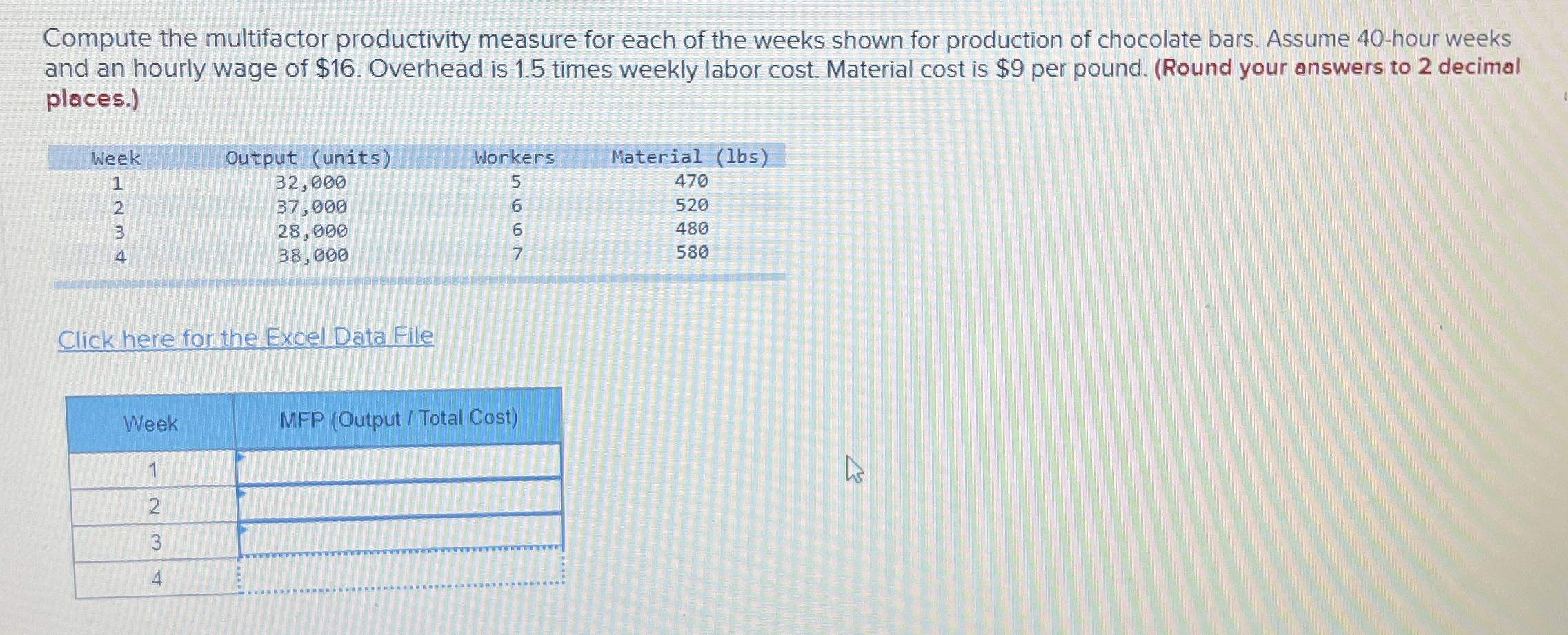 Solved Compute the multifactor productivity measure for each | Chegg.com