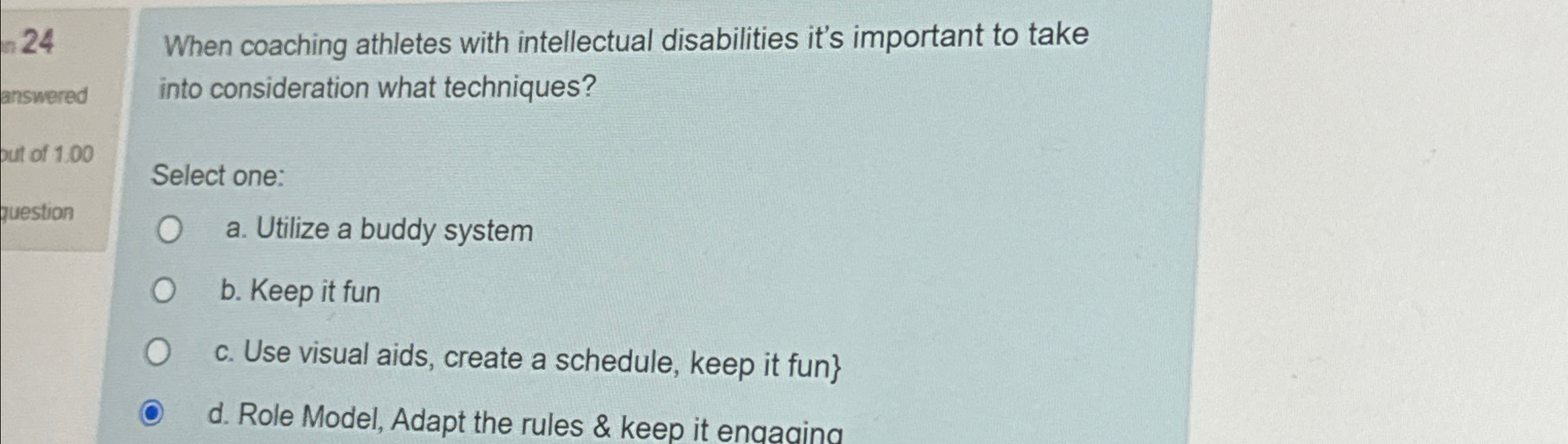 Solved When coaching athletes with intellectual disabilities | Chegg.com