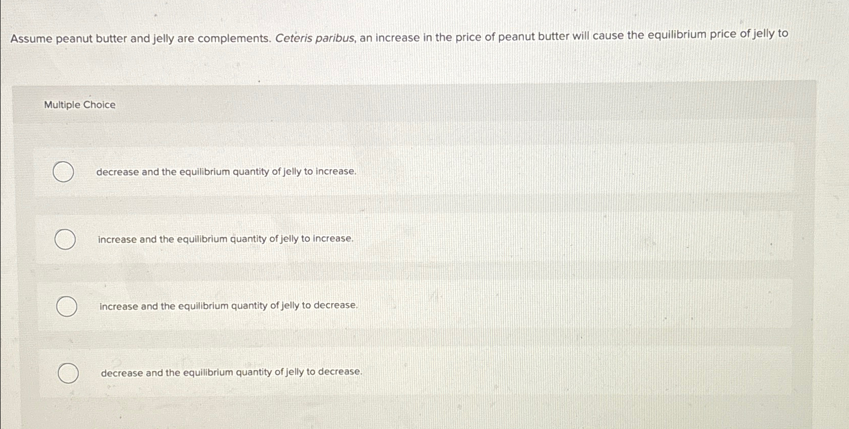 Solved Assume peanut butter and jelly are complements. | Chegg.com