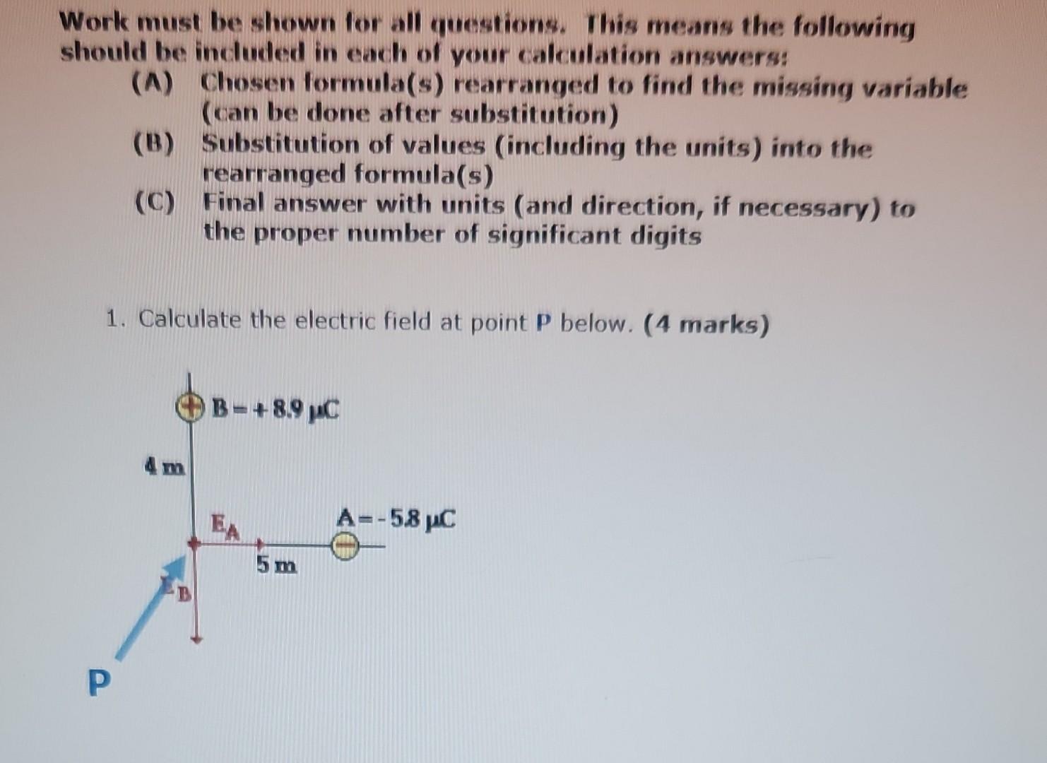 Solved Work must be shown for all questions. This means the | Chegg.com