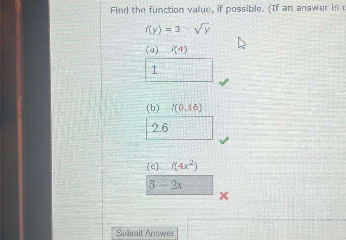 Find the function value, if possible. (If an answer | Chegg.com