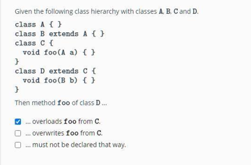 Solved Glven the following class hierarchy with classes A, | Chegg.com