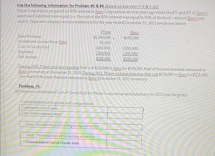 Solved Use the following information for Problem #5 \& #6 | Chegg.com
