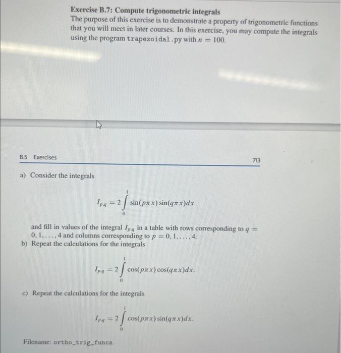 Solved Exercise B.7: Compute trigonometric integrals The | Chegg.com