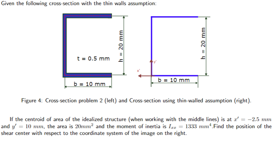 Solved Given the following cross-section with the thin walls | Chegg.com