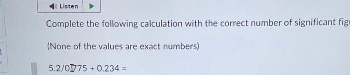 Solved Complete the following calculation with the correct | Chegg.com