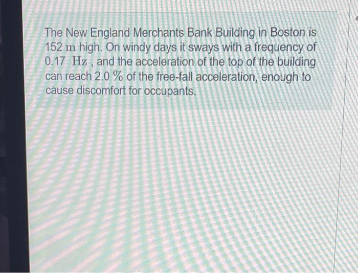 Solved The New England Merchants Bank Building in Boston is | Chegg.com