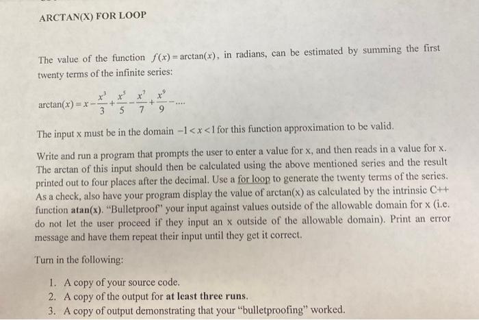 Solved The value of the function f(x)=arctan(x), in radians, | Chegg.com