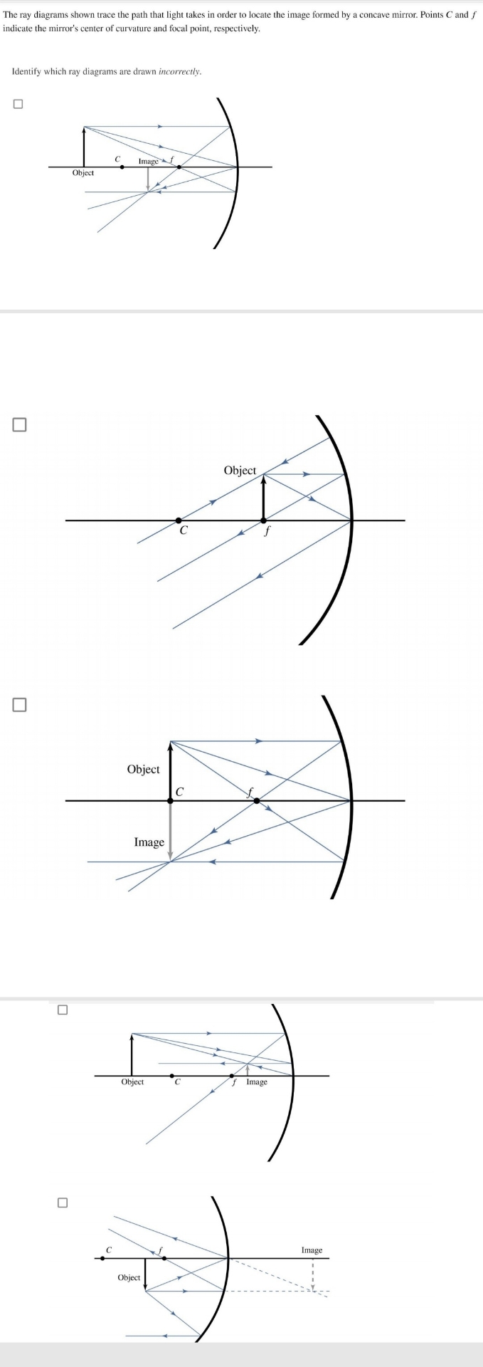Solved The ray diagrams shown trace the path that light | Chegg.com