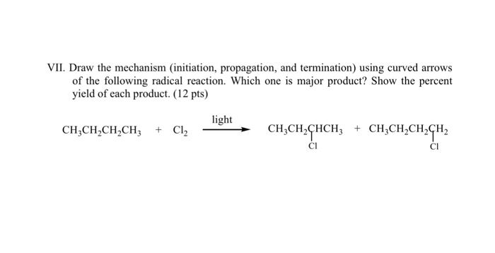 Solved VII. Draw the mechanism (initiation, propagation, and | Chegg.com