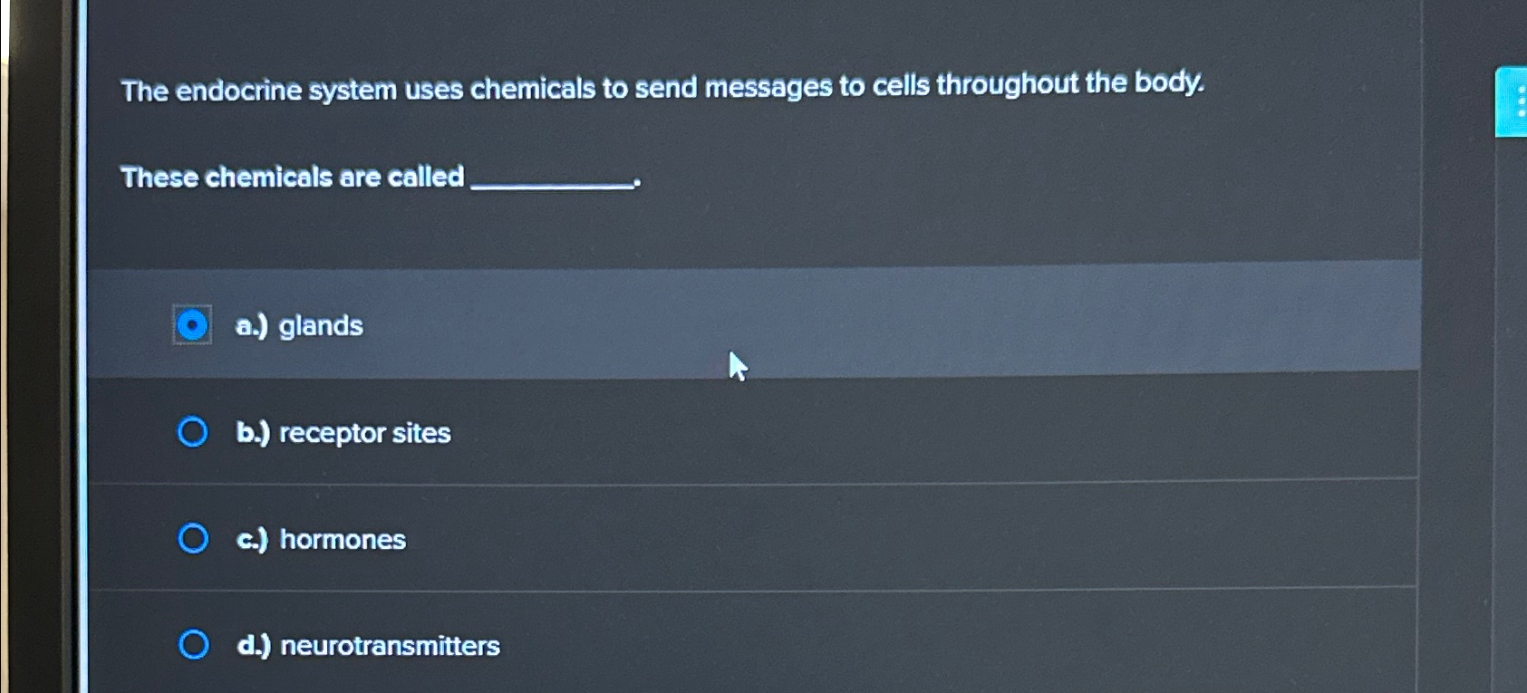 Solved The endocrine system uses chemicals to send messages | Chegg.com